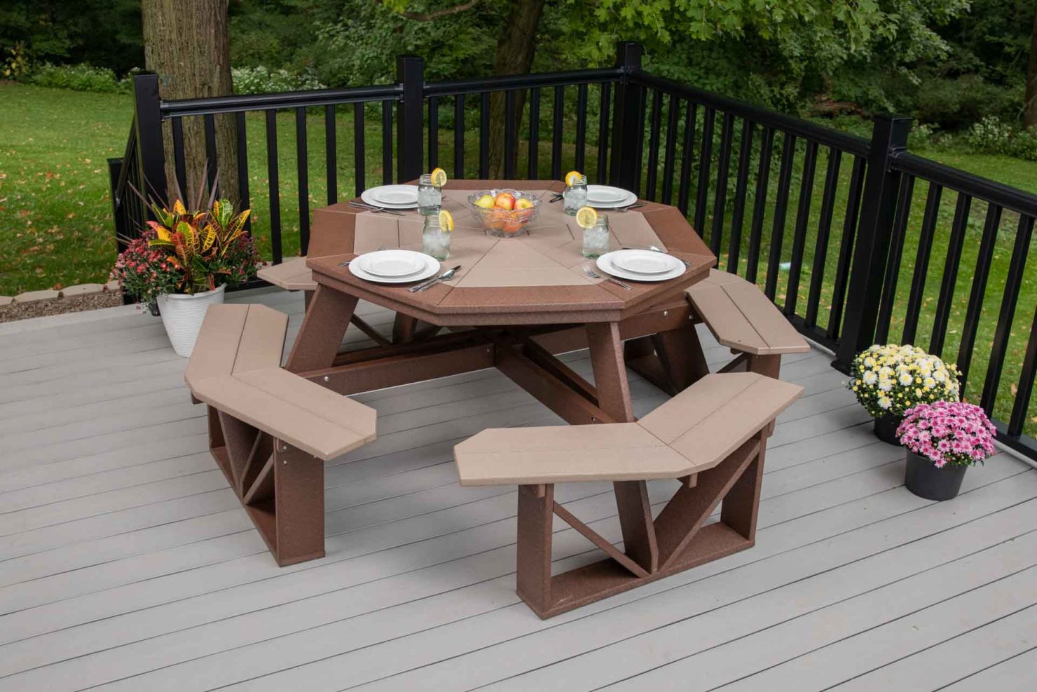 Octagon Poly Picnic Table - Sunset Furniture - Poly Lumber Patio Furniture