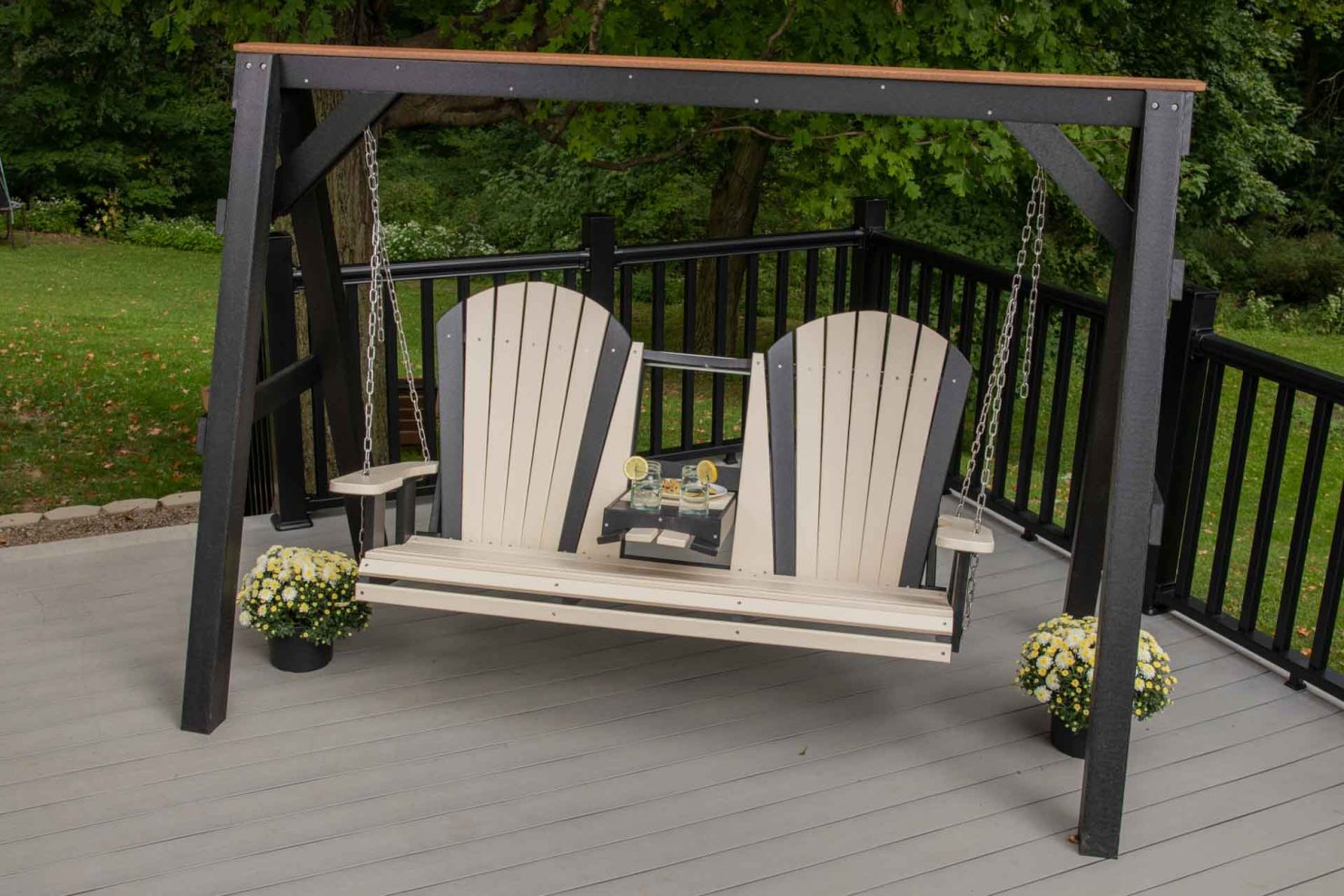 5' Adirondack Settee Poly Porch Swing with Chain - Sunset Furniture ...