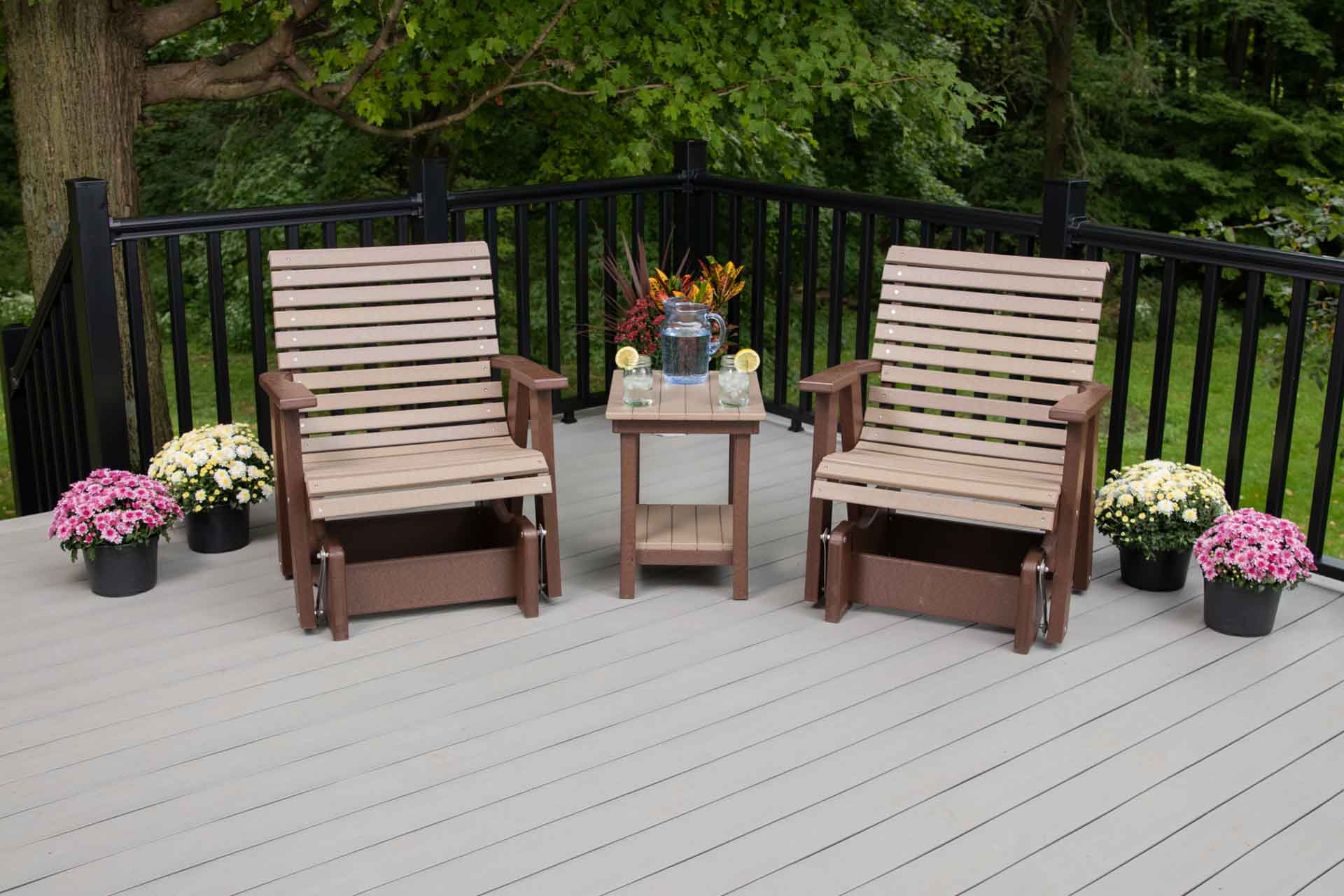 3-Piece Roll Back Glider Chair Set - Sunset Furniture - Outdoor Patio ...
